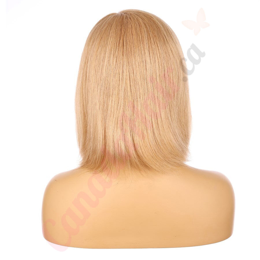 12 Strawberry Blonde Short Wig 12 inch Remy Human Hair with bang 1 2 12inch